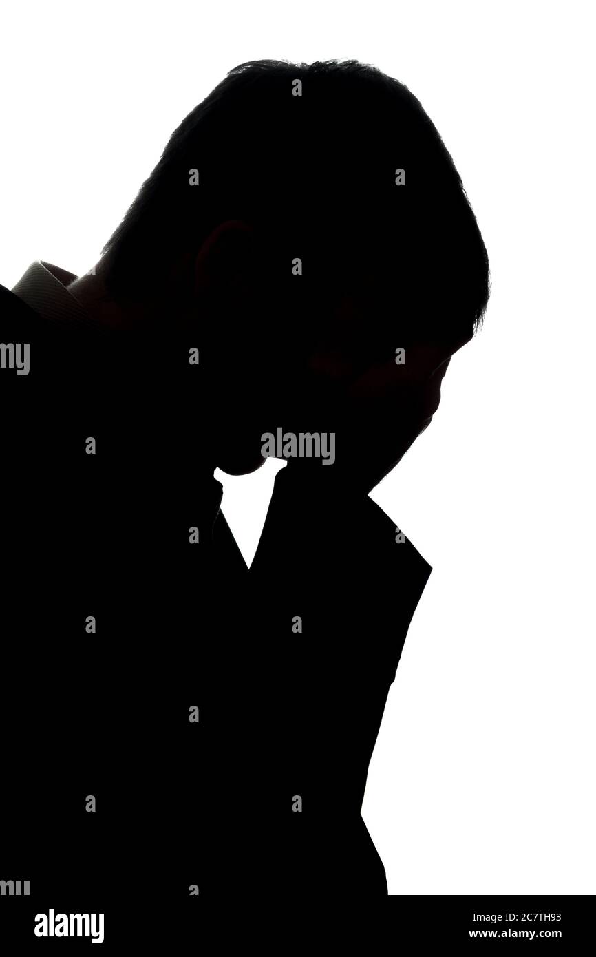 Portrait of a young man, side view - silhouette Stock Photo - Alamy