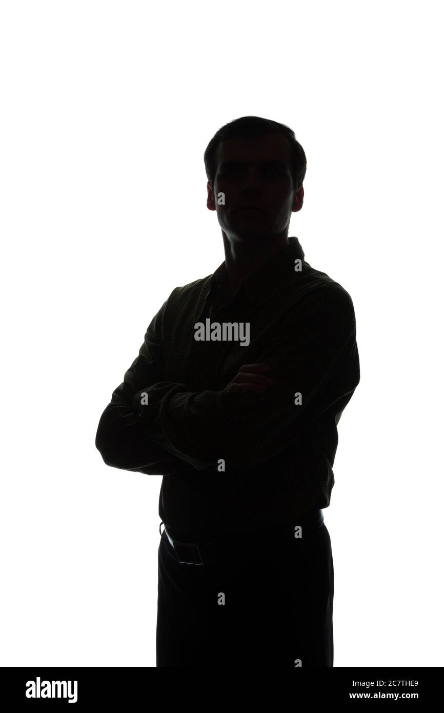 Portrait of a young man, front view - silhouette Stock Photo - Alamy
