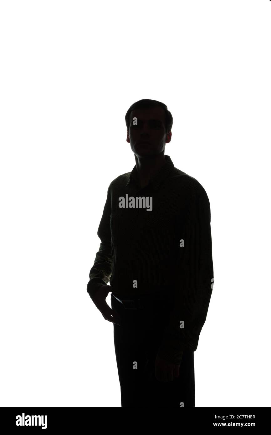 Portrait of a young man, front view - silhouette Stock Photo - Alamy