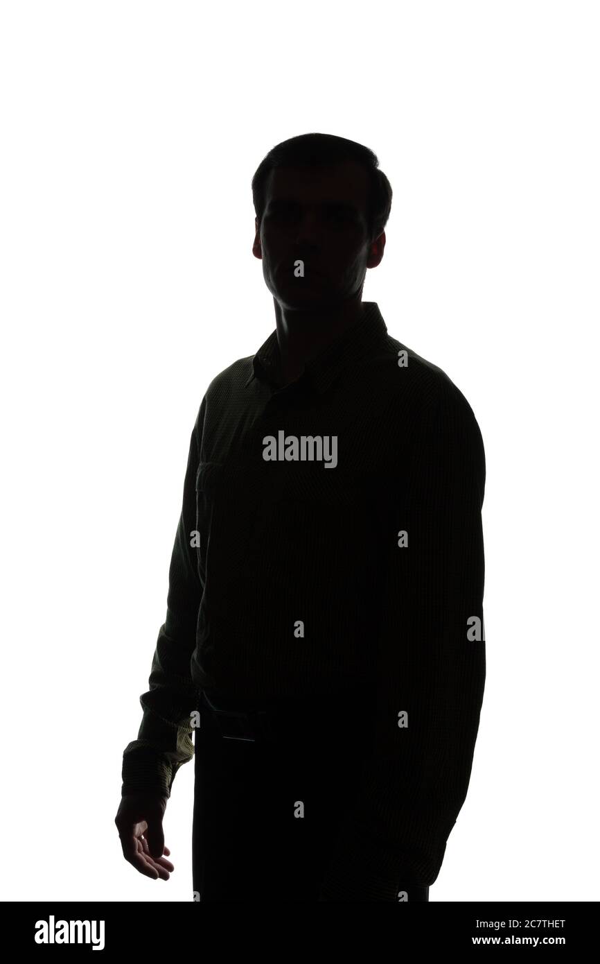 Portrait of a young man, front view - silhouette Stock Photo - Alamy
