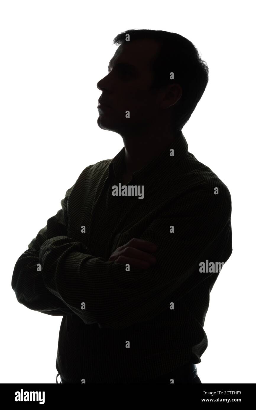 Portrait of a young man, think, side view - silhouette Stock Photo - Alamy
