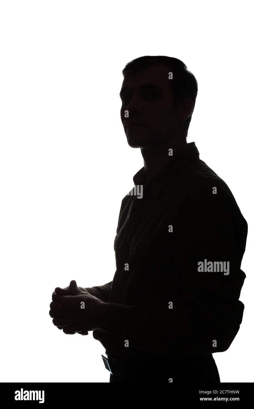 Portrait of a young man, front view - silhouette Stock Photo - Alamy