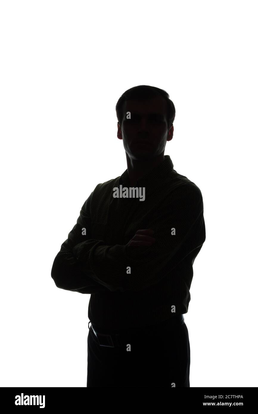 Portrait of a young man, front view - silhouette Stock Photo - Alamy