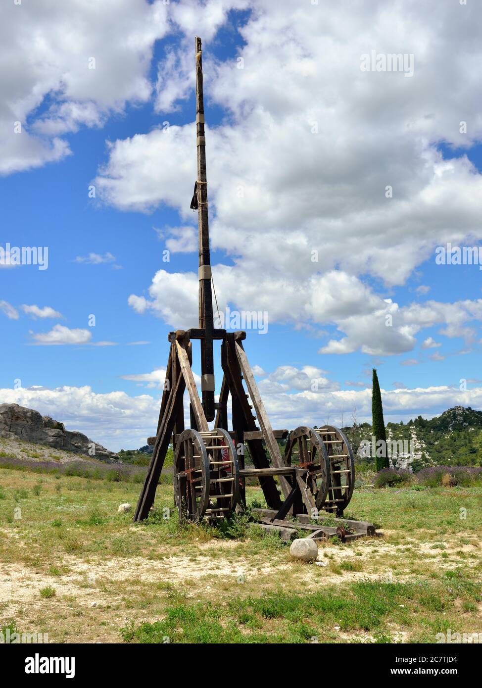 A Catapult in the castle Les Baux de Provence, France Stock Photo - Alamy
