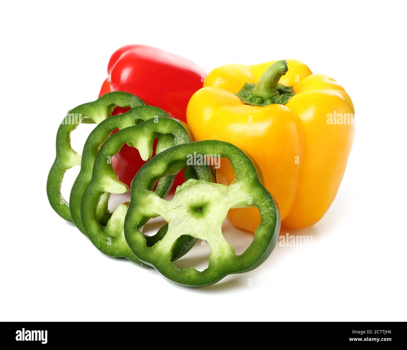 Fresh bell peppers on white background Stock Photo - Alamy