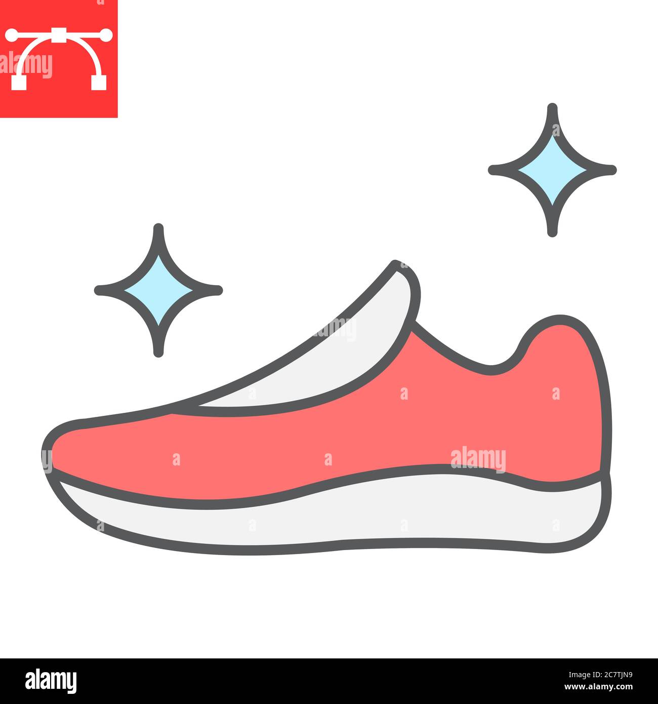 Shoe cleaning color line icon, dry cleaning and wash, run shoes sign ...