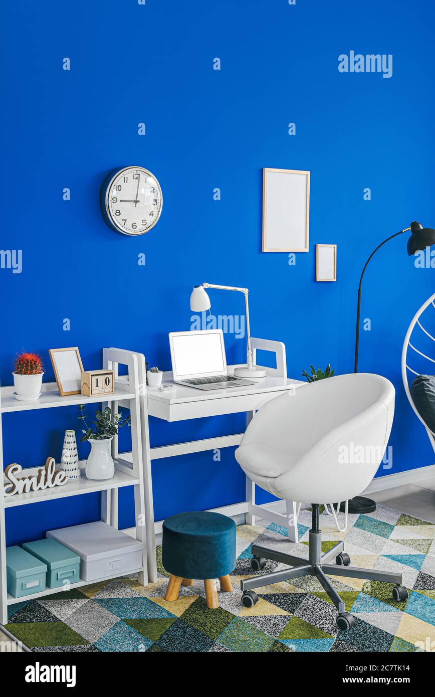 Comfortable workplace with modern computer in office Stock Photo - Alamy