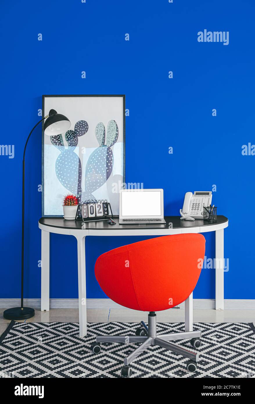 Comfortable workplace with modern computer in office Stock Photo - Alamy