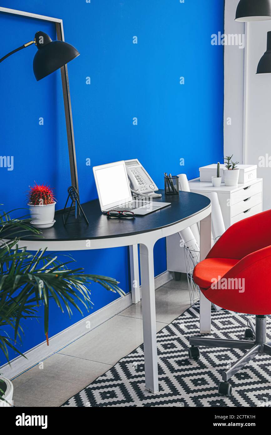 Comfortable workplace with modern computer in office Stock Photo - Alamy
