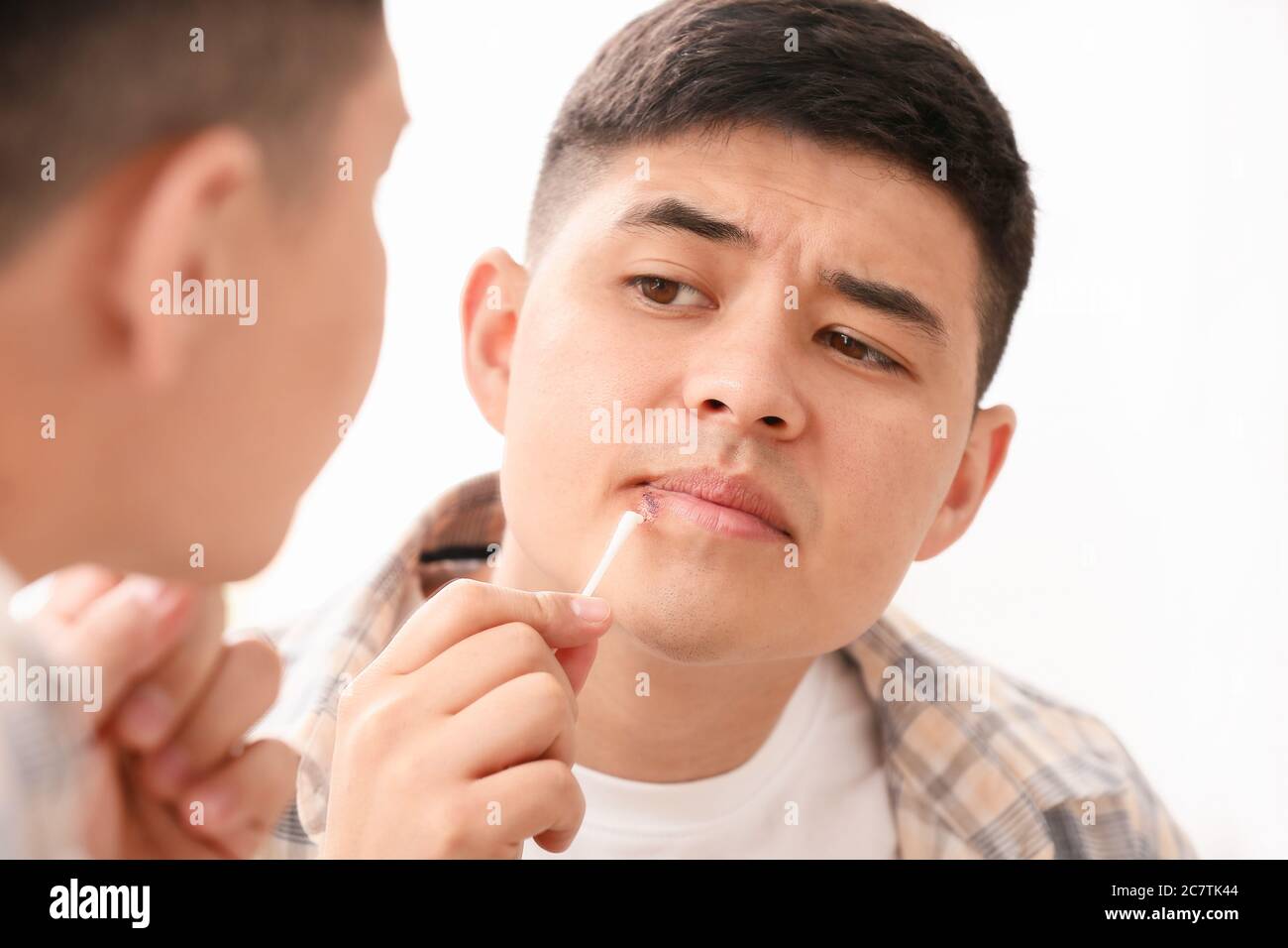 Asian man use mirror bathroom hi-res stock photography and images - Alamy