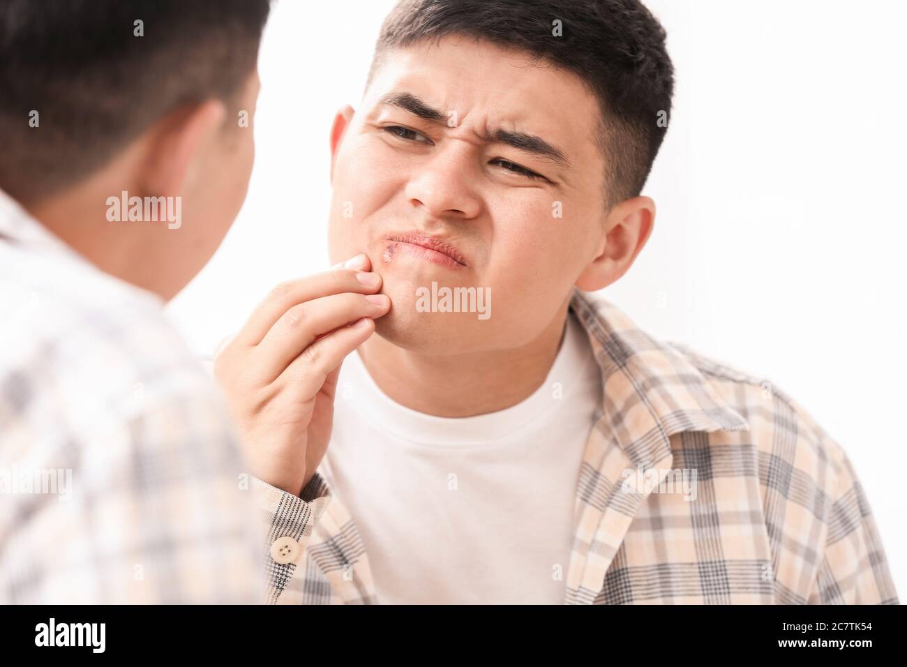 Asian man use mirror bathroom hi-res stock photography and images - Alamy