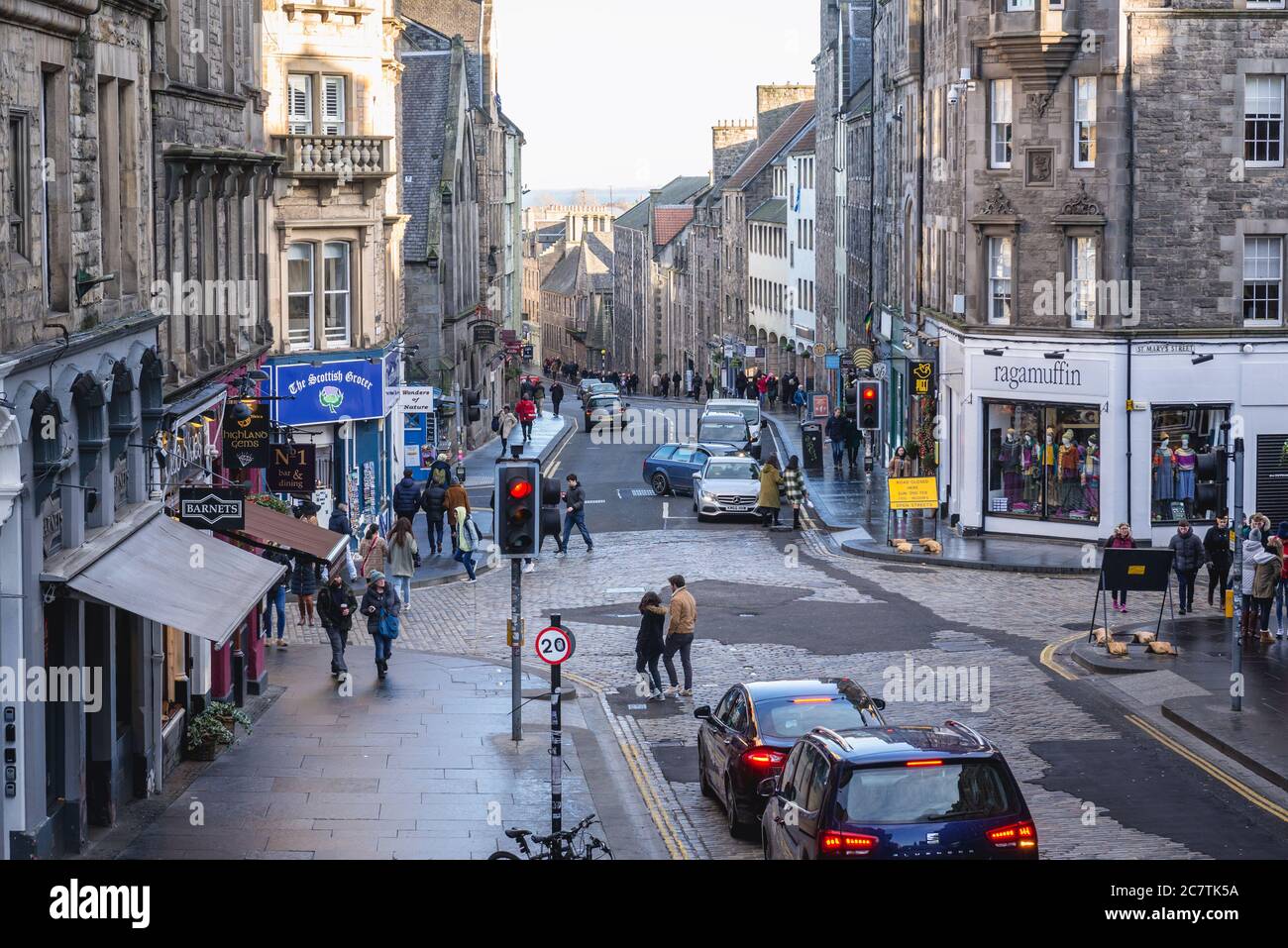 High Street and Canongate Street, part of Royal Mile in Edinburgh ...