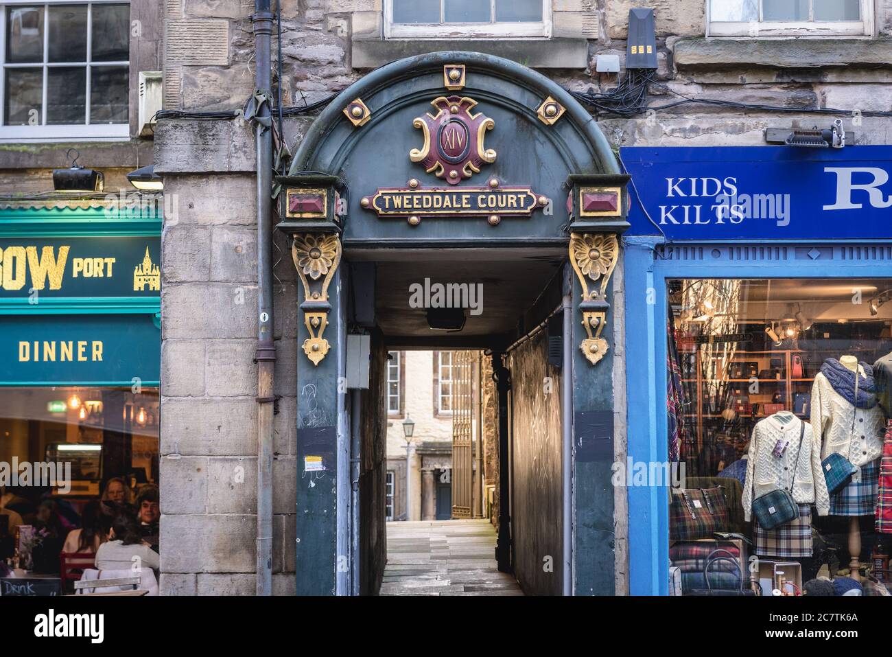 Tweeddale Court aisle seen from High Street, part of Royal Mile in ...