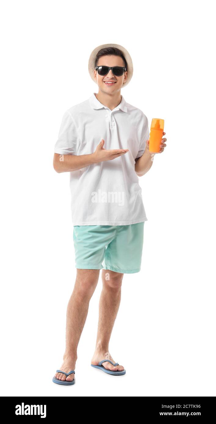 Young man sunbathing on Cut Out Stock Images & Pictures - Alamy