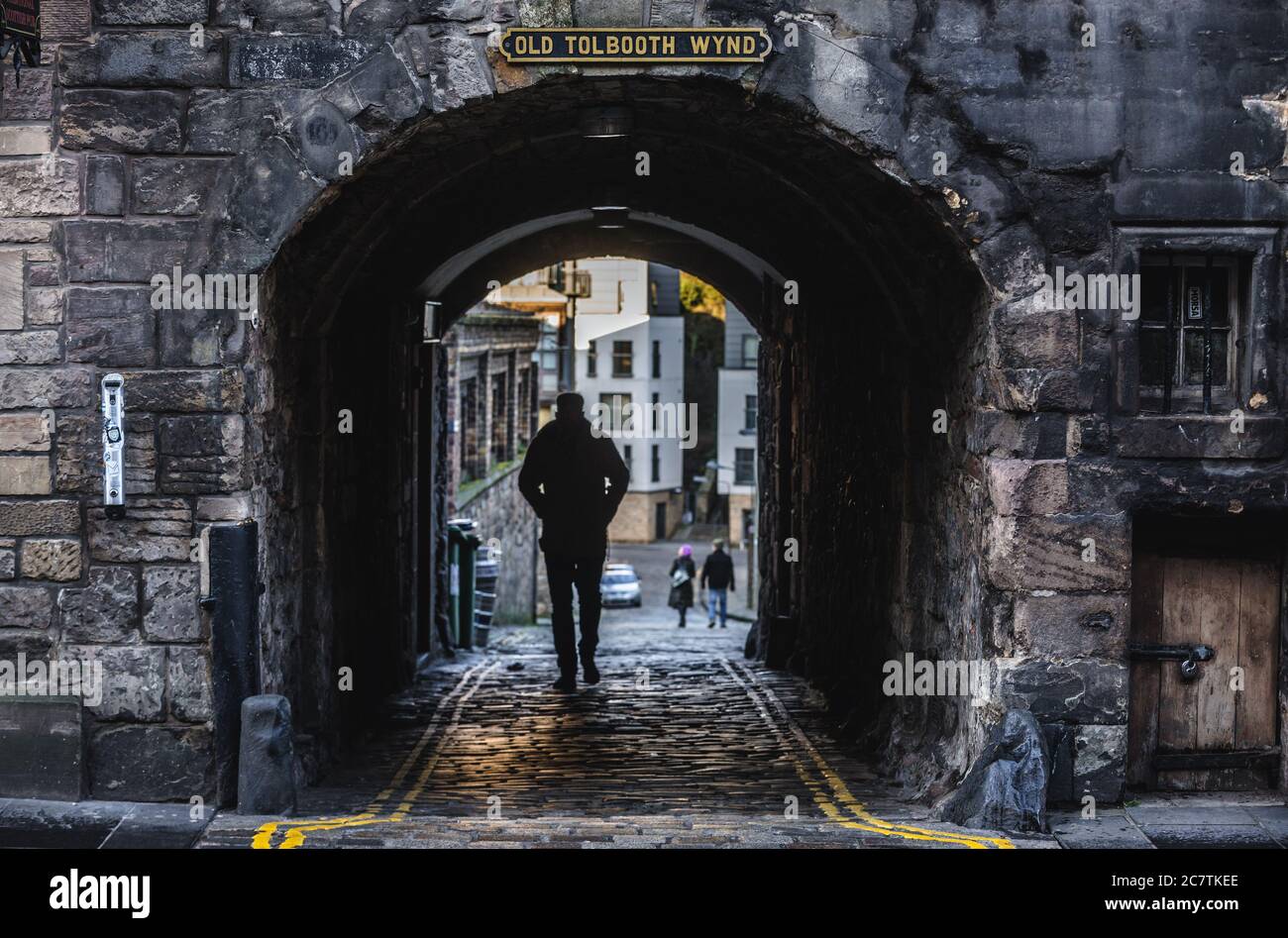 Old Tolbooth Wynd seen from Canongate Street, part of Royal Mile in ...