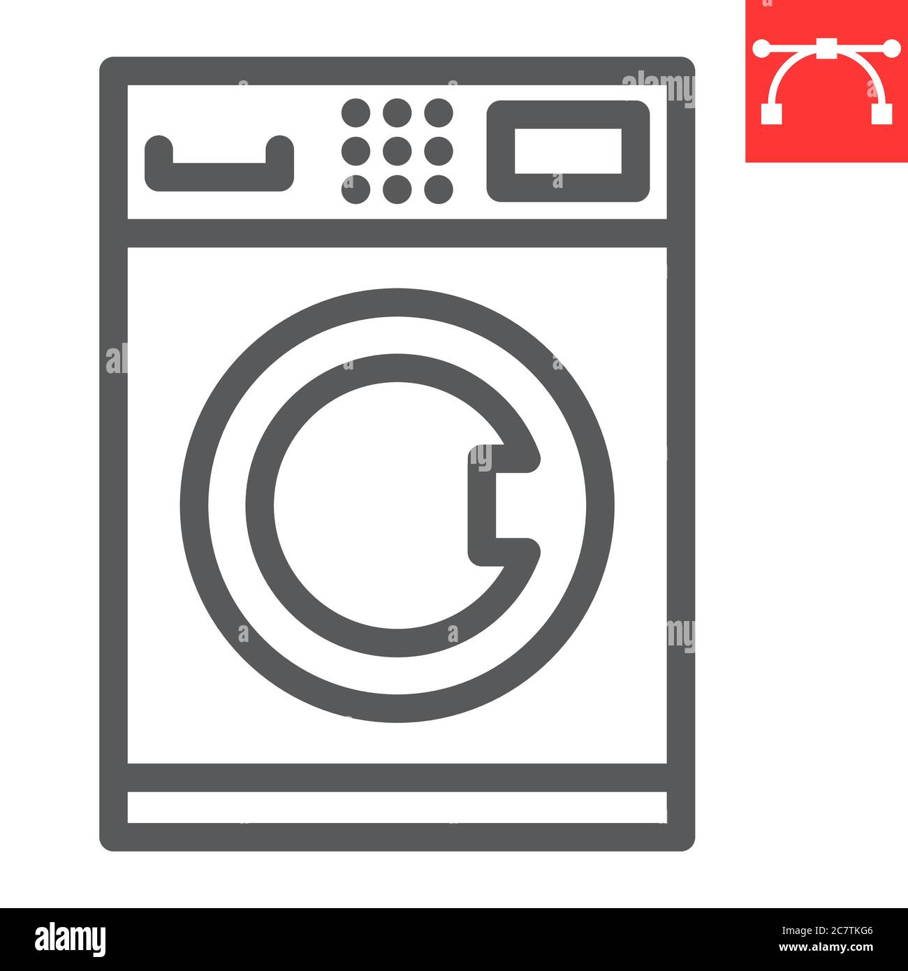 Self service laundry line icon, dry cleaning and wash, washing machine ...