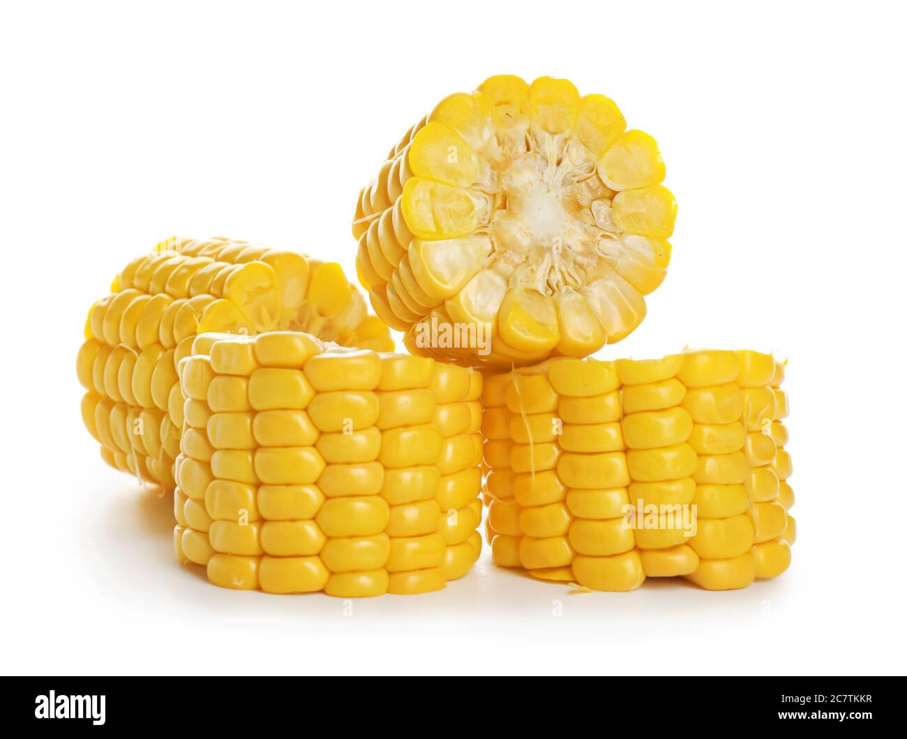 Fresh cut corn cob on white background Stock Photo - Alamy