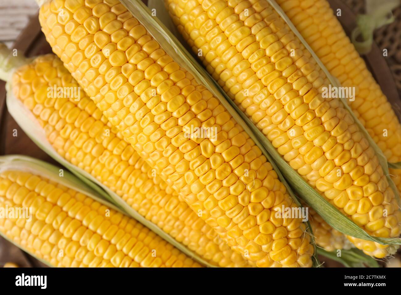 Fresh corn cobs, top view Stock Photo - Alamy