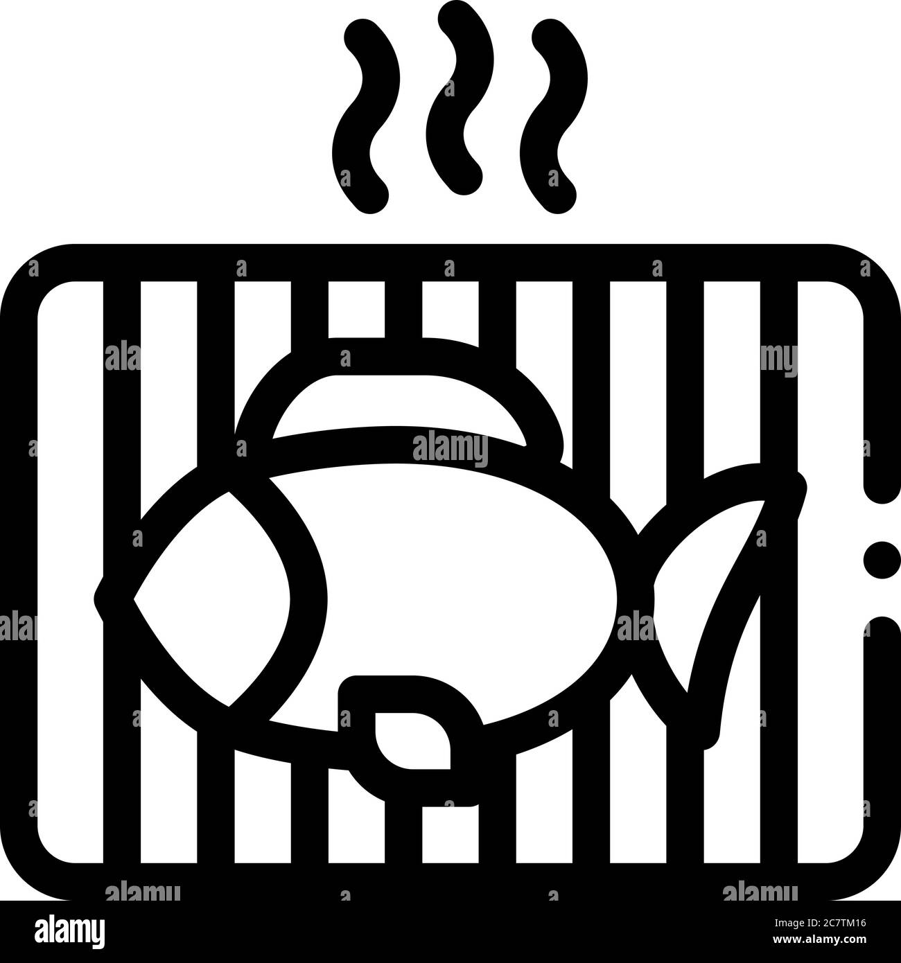cooking bbq fish icon vector outline illustration Stock Vector Image ...