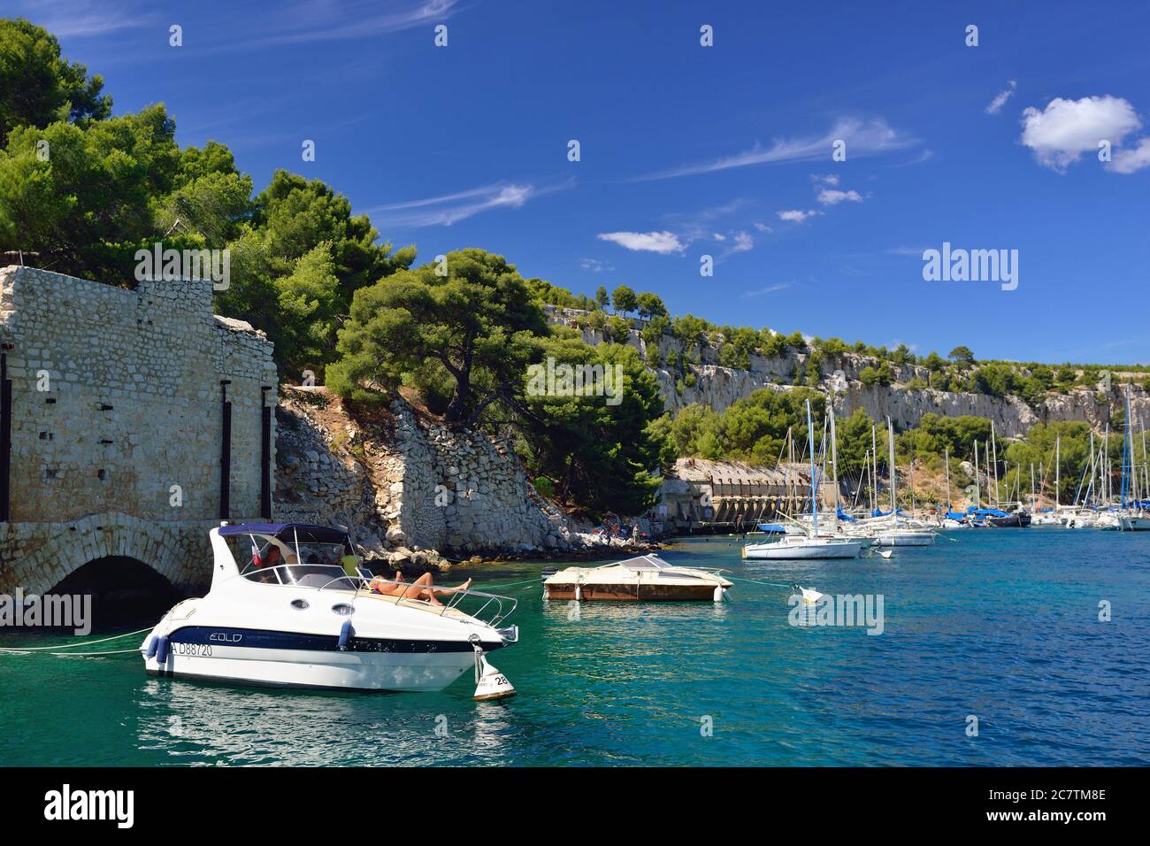 CASSIS, FRANCE -JUL 14, 2014: People relax in Calanques of Cassis ...