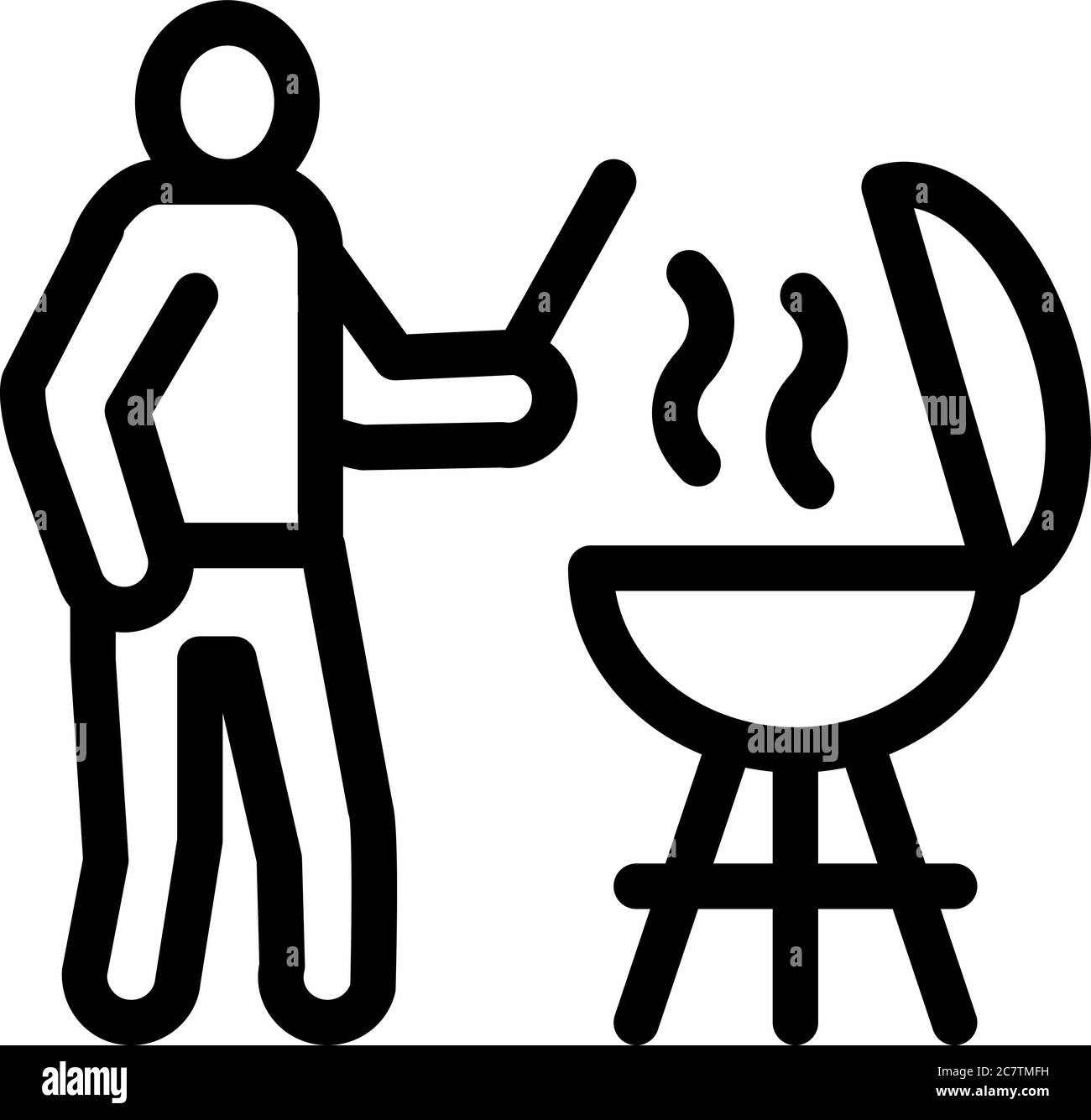 bbq cooking icon vector outline illustration Stock Vector Image & Art ...