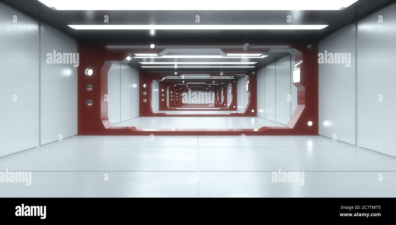 3d render. Futuristic scifi corridor Stock Photo - Alamy