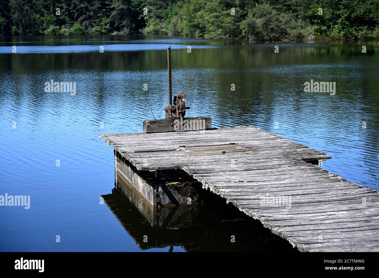 The lake is surrounded by trees Stock Photo - Alamy
