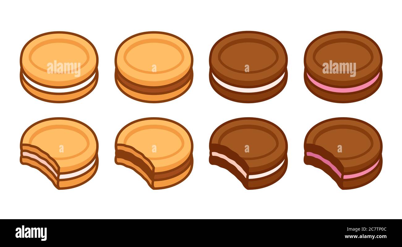 Set of sandwich cookies, vanilla and chocolate, with different filling ...