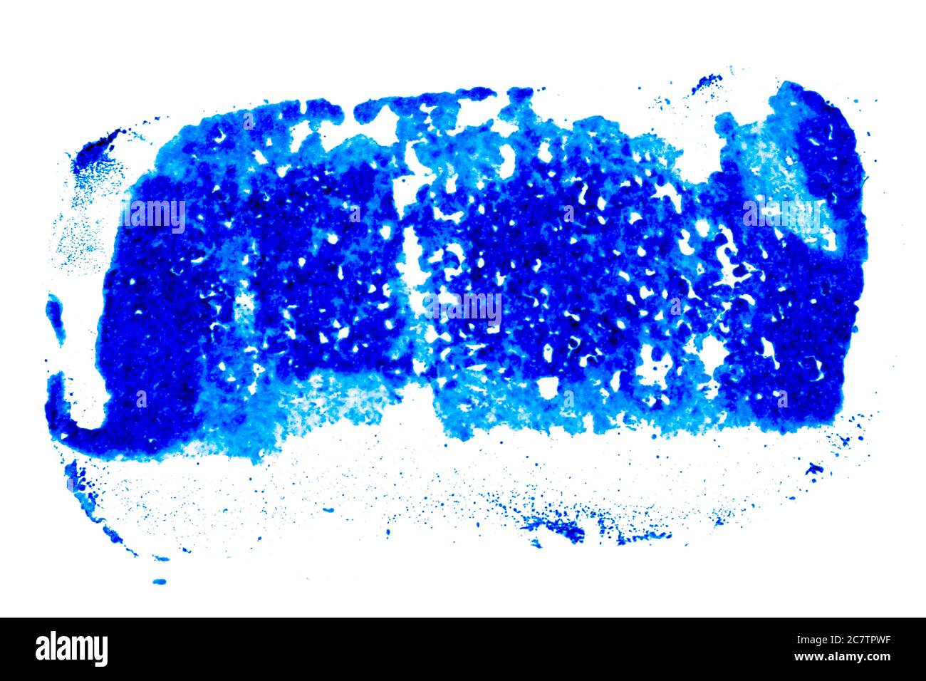 Blue color ink in square shape textured background as stamp or frame ...