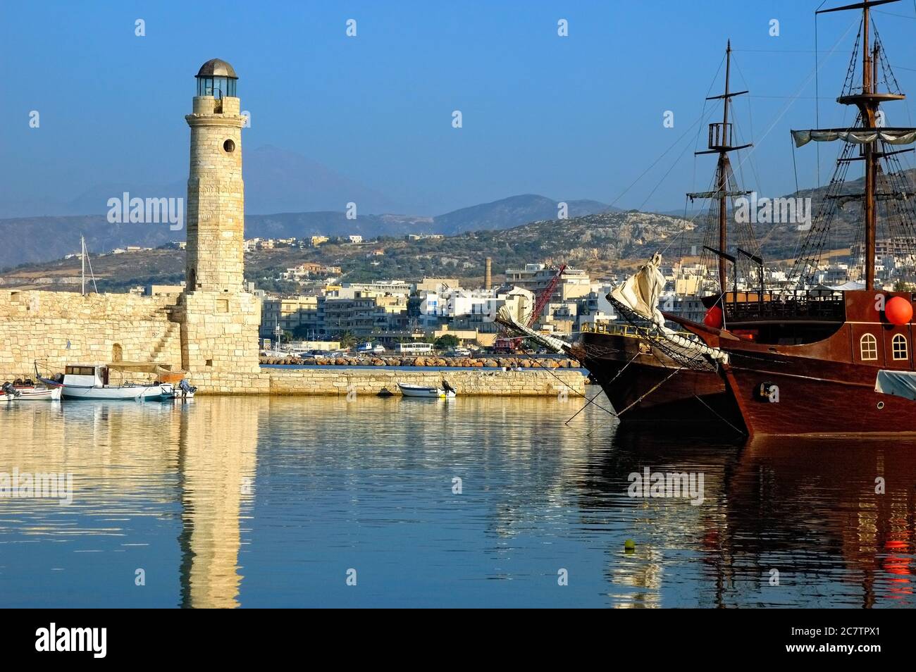 A view on the harbor at Rethymnon on the Greek isle of Crete ...