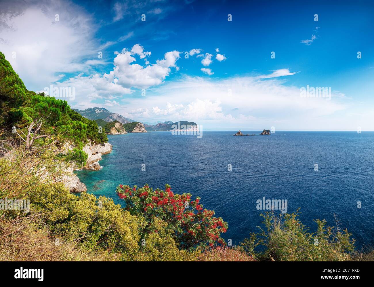 Shoreline and Adriatic sea scenic landscape on the coast path to ...