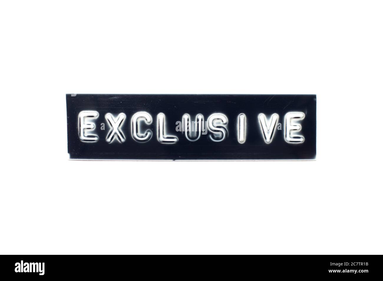 Embossed letter in word exclusive on black banner with white background ...