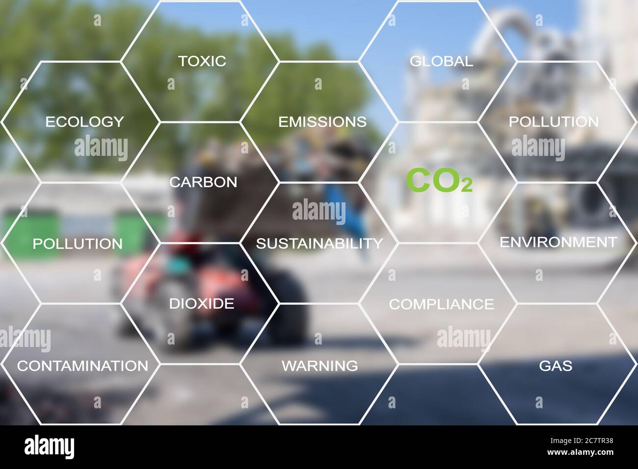 Closeup shot of an environmental footprint of waste recycling and CO2 ...