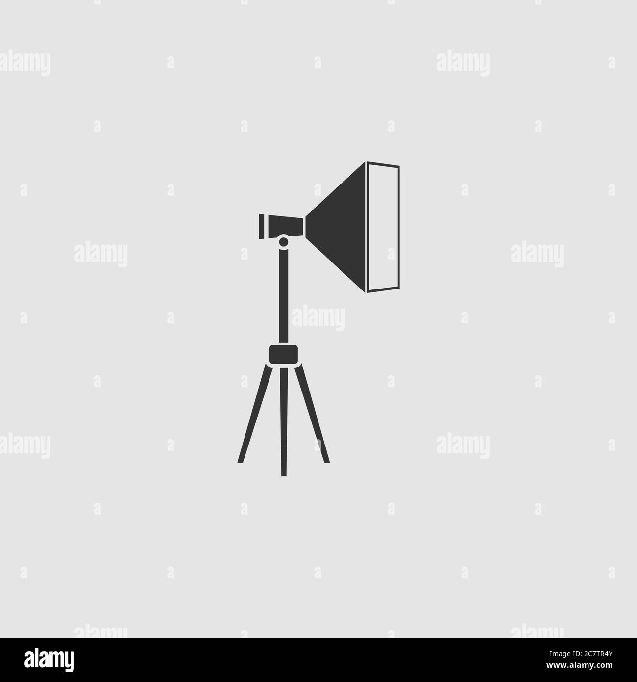 Studio lighting icon flat. Black pictogram on grey background. Vector ...