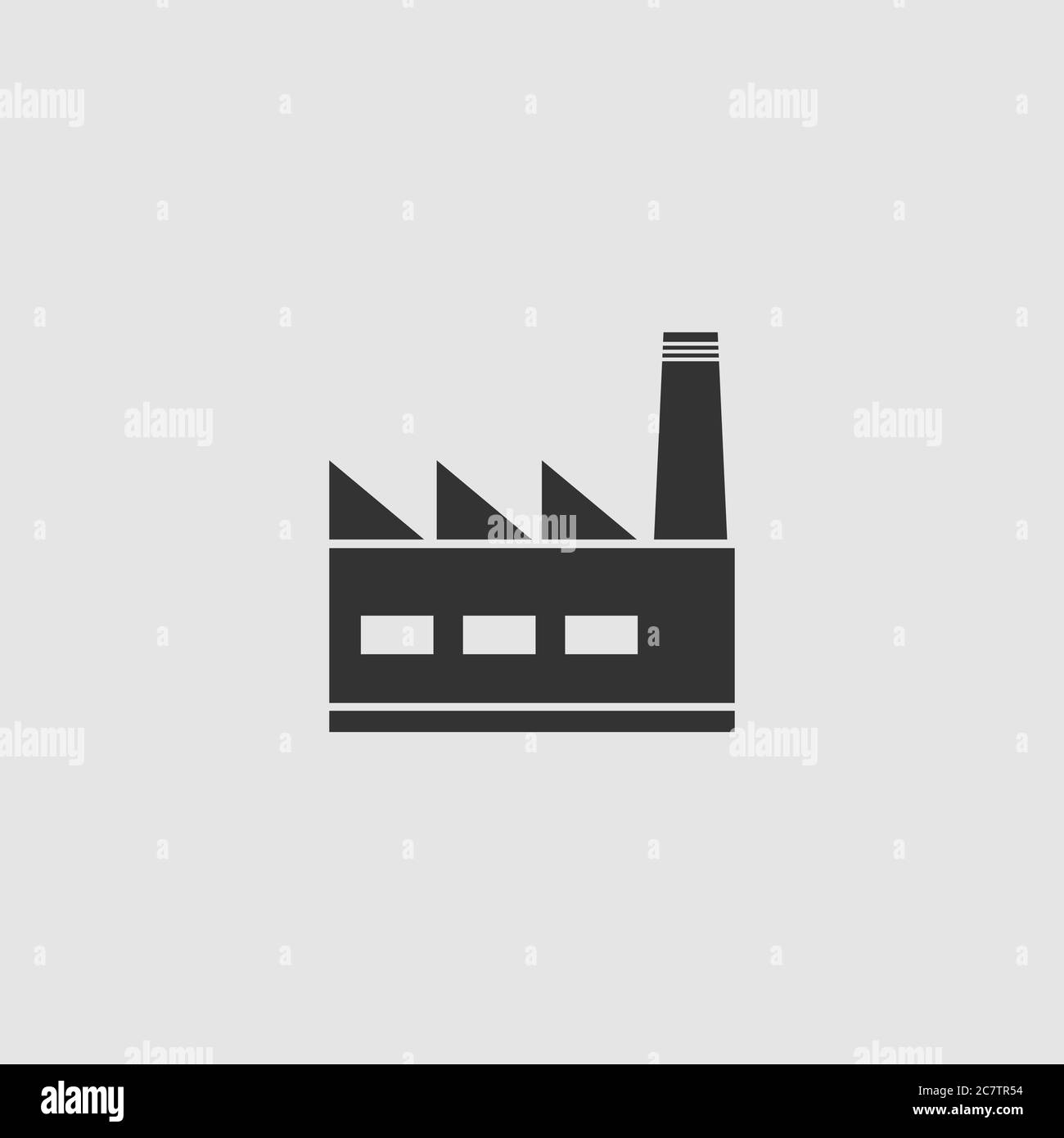 Factory icon flat. Black pictogram on grey background. Vector illustration symbol Stock Vector ...