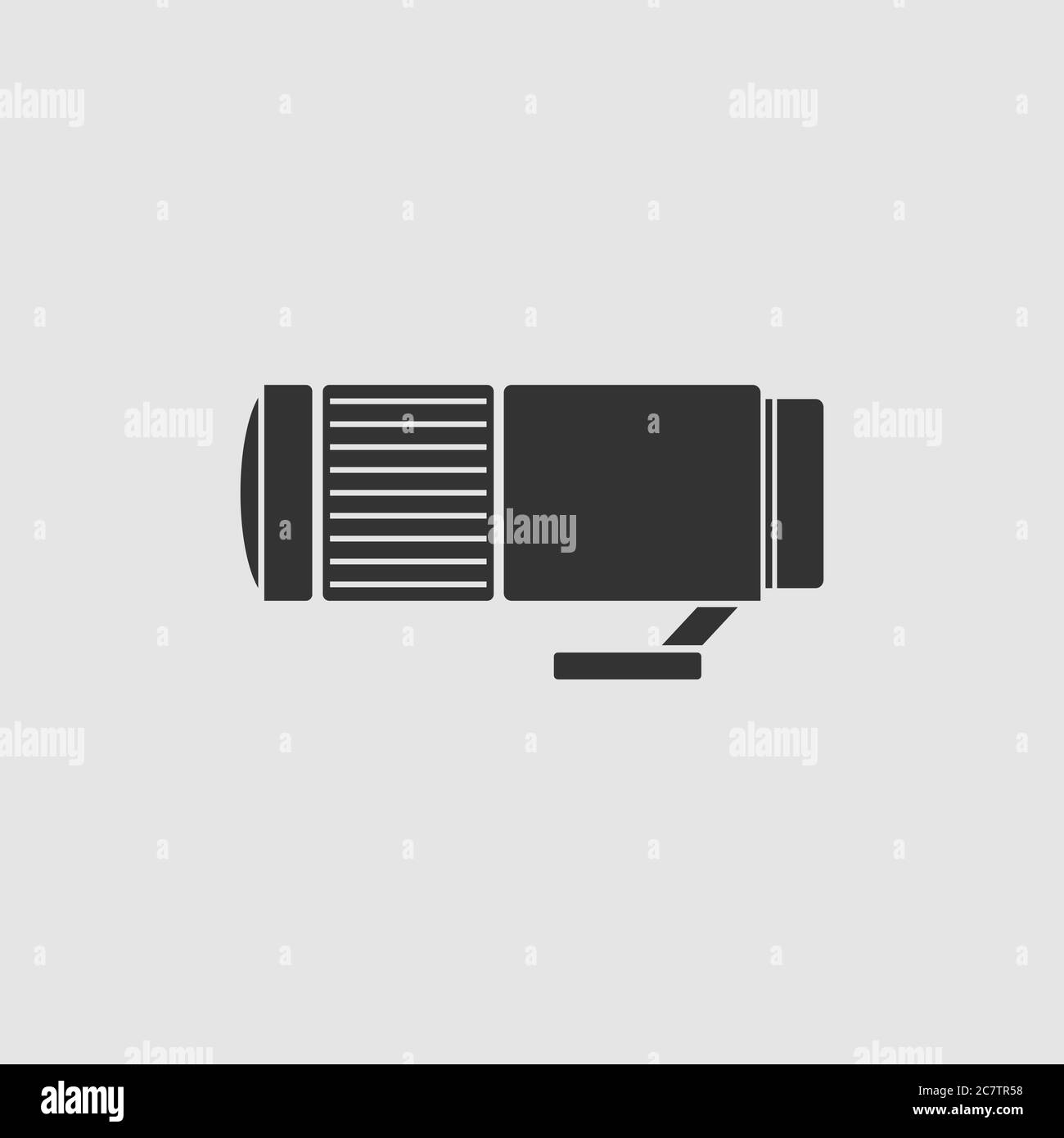 Lens icon flat. Black pictogram on grey background. Vector illustration ...
