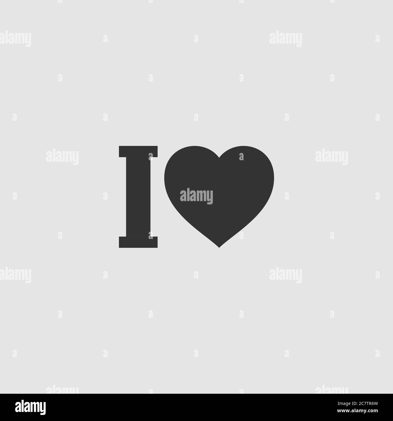 I love icon flat. Black pictogram on grey background. Vector ...
