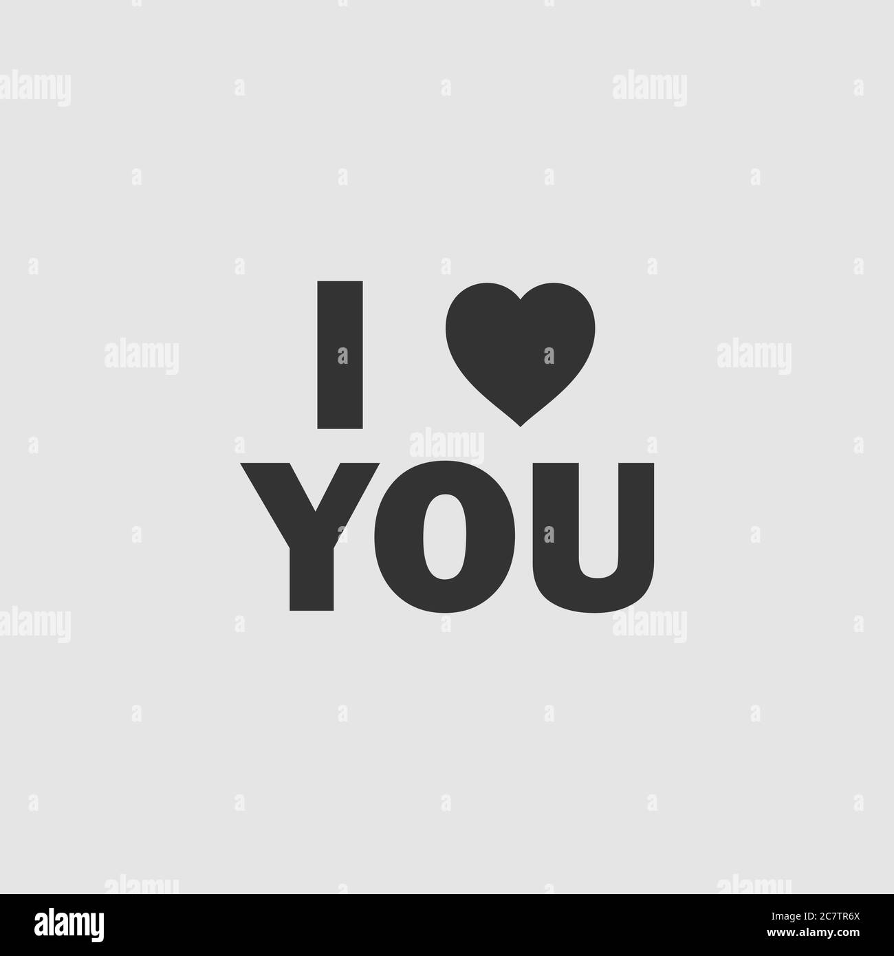 I love you icon flat. Black pictogram on grey background. Vector ...