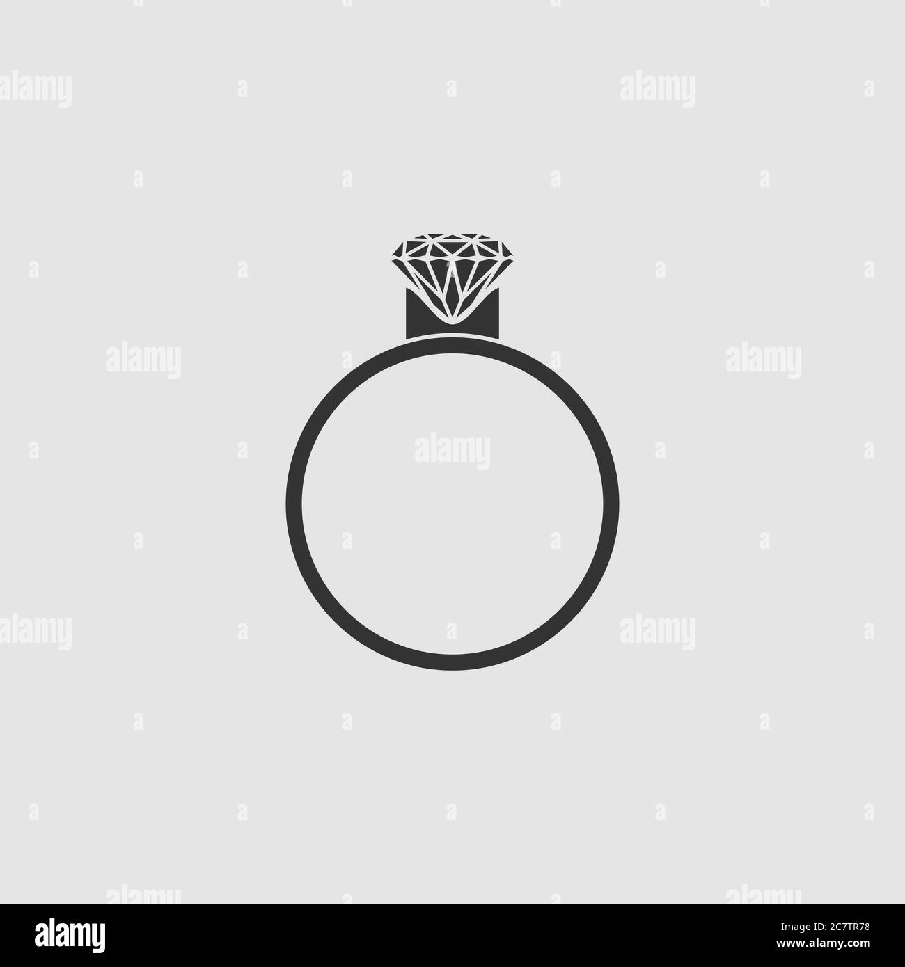 Diamond ring icon flat. Black pictogram on grey background. Vector ...