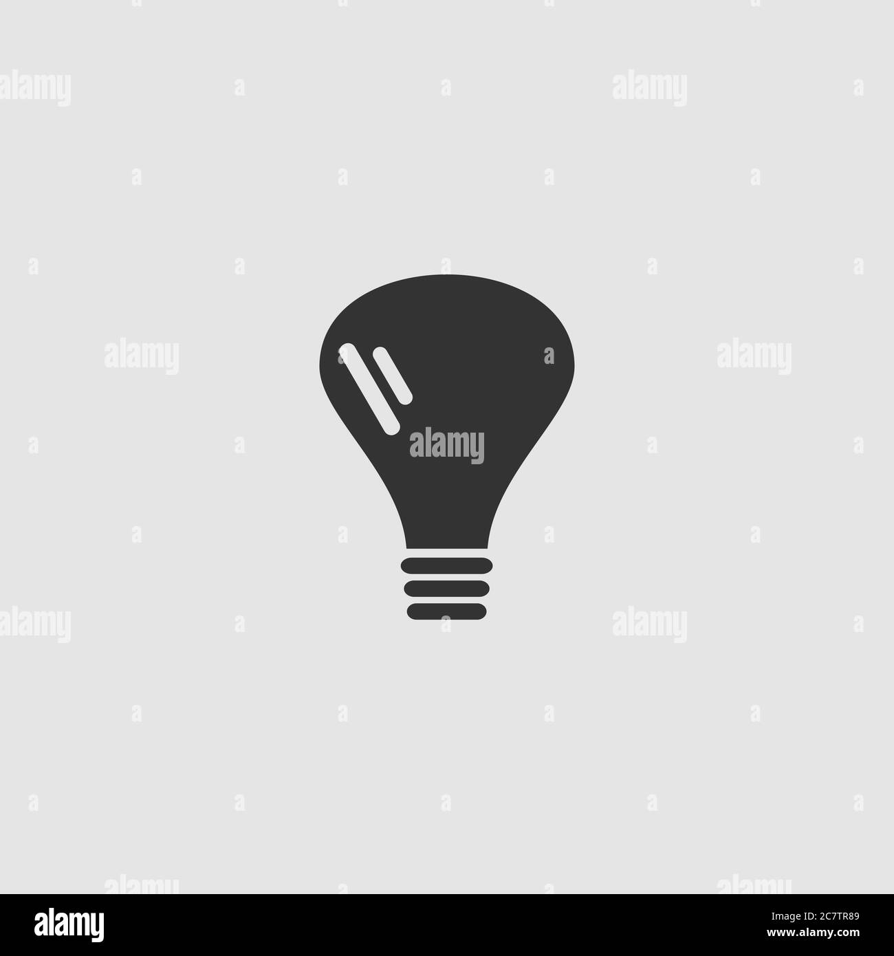 Lamp icon flat. Black pictogram on grey background. Vector illustration ...