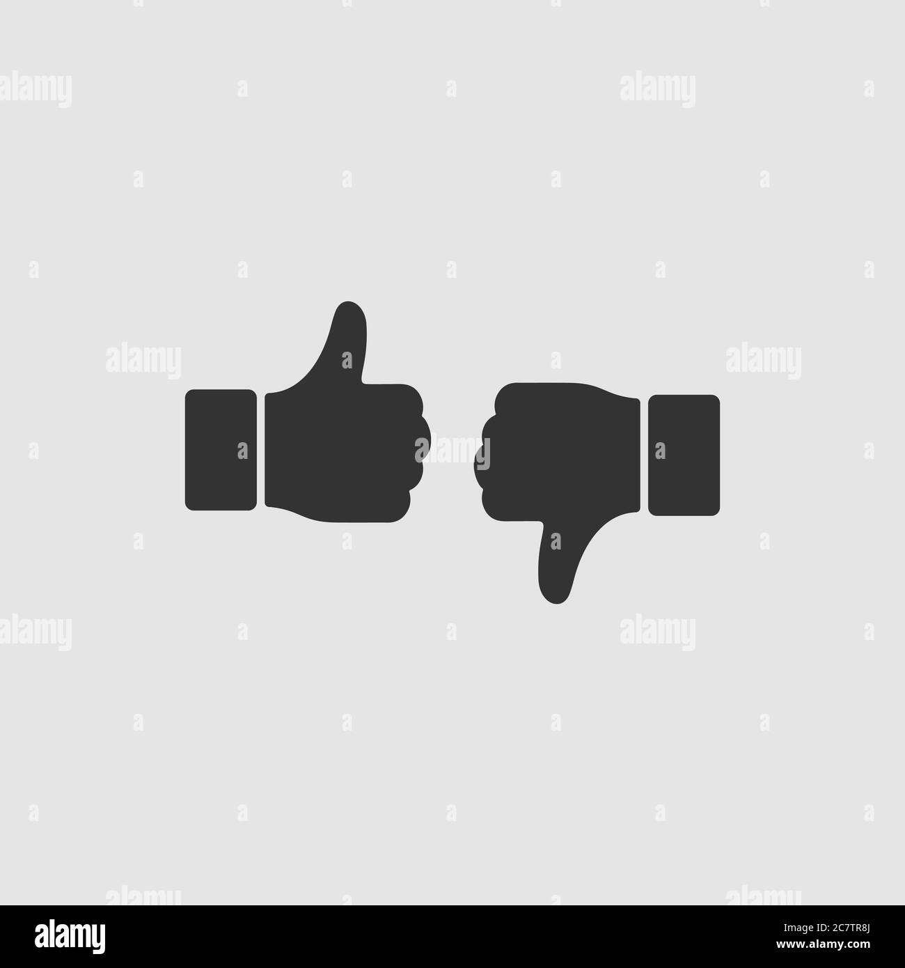 Dislike like icon flat. Black pictogram on grey background. Vector ...