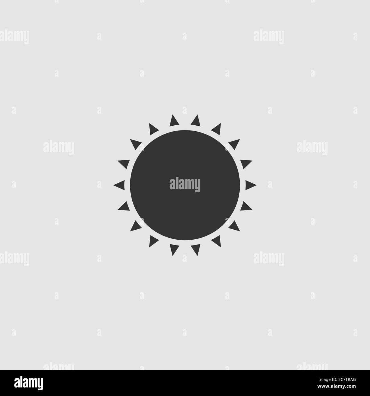 Sun icon flat. Black pictogram on grey background. Vector illustration ...