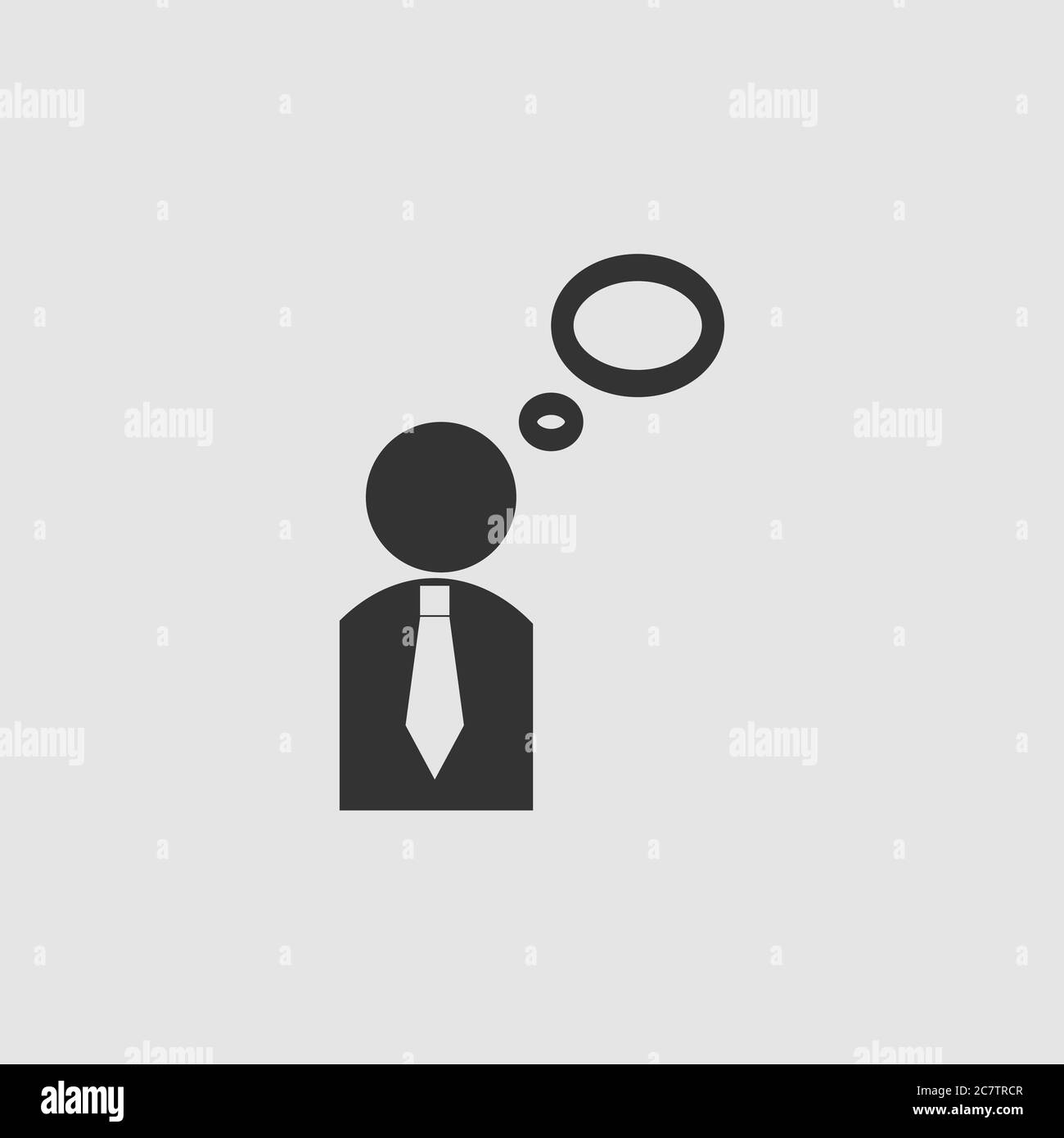 Thought icon flat. Black pictogram on grey background. Vector ...