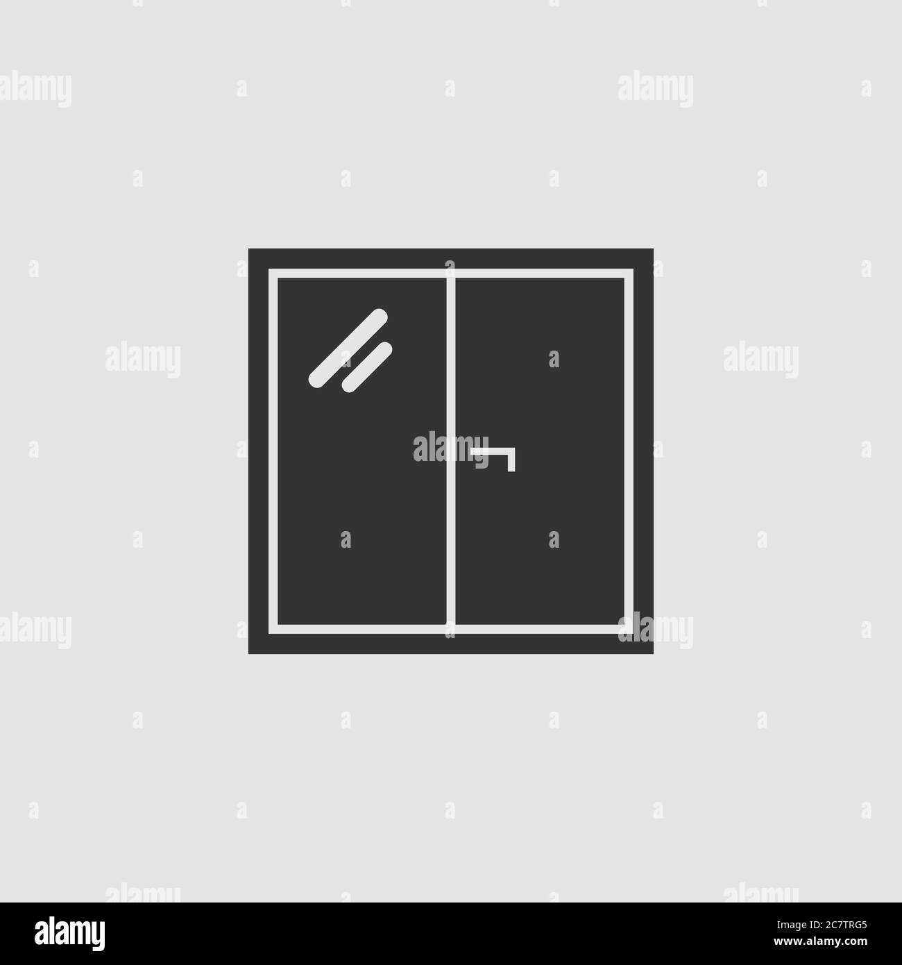 Window icon flat. Black pictogram on grey background. Vector ...