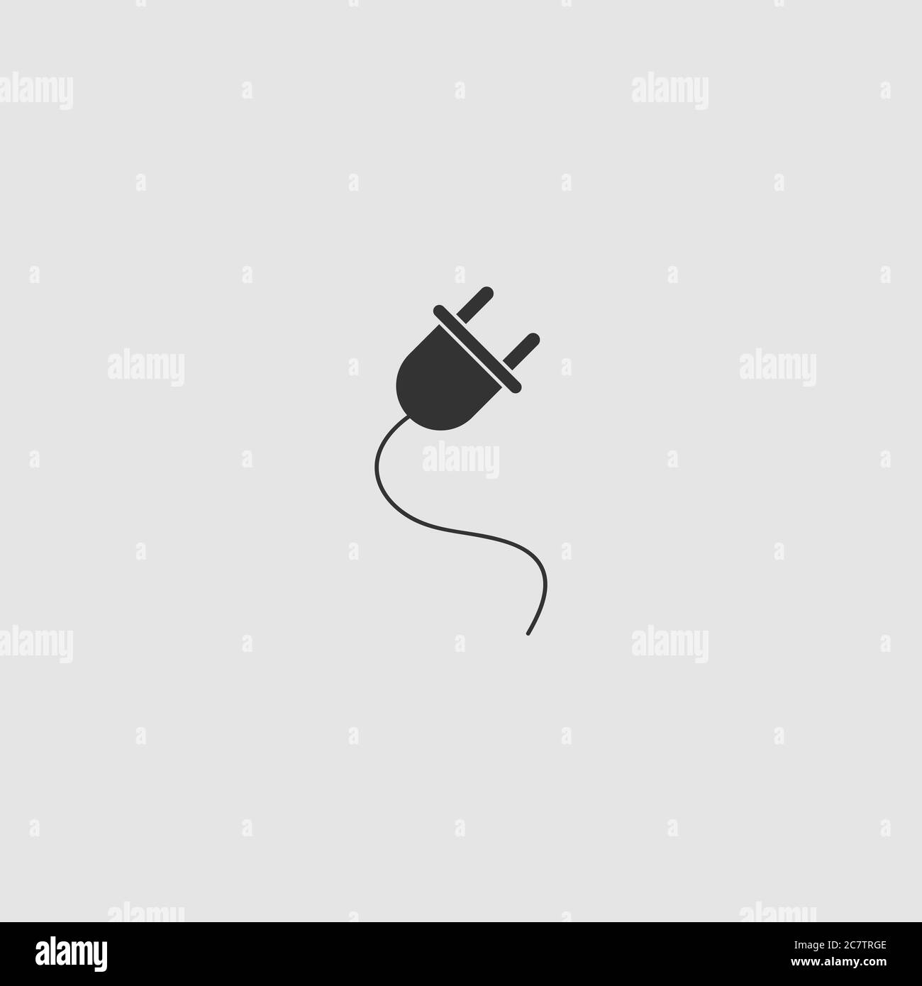 Power cord icon flat. Black pictogram on grey background. Vector ...