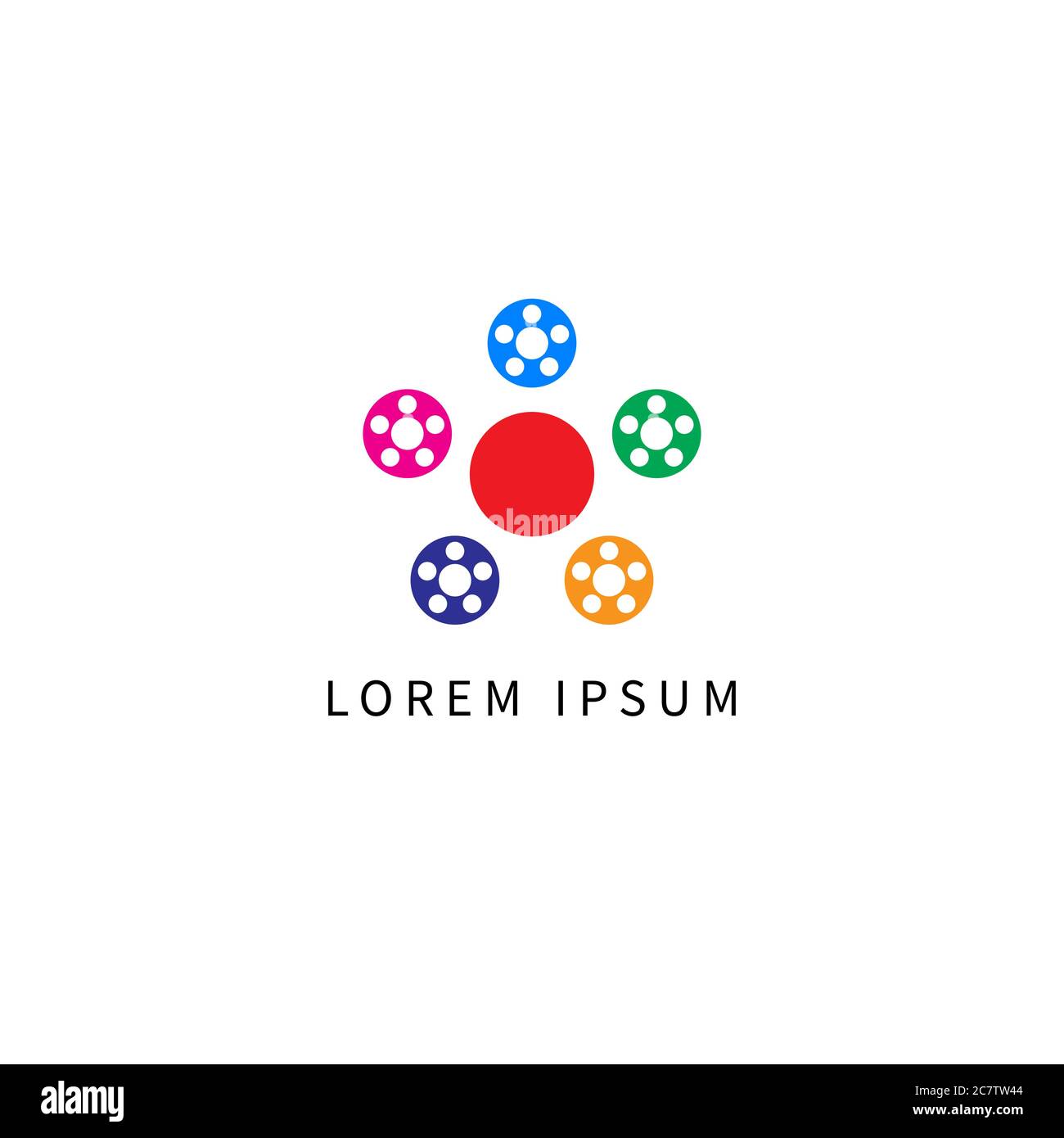 Association icon with circles, unity round symbol, abstract business ...