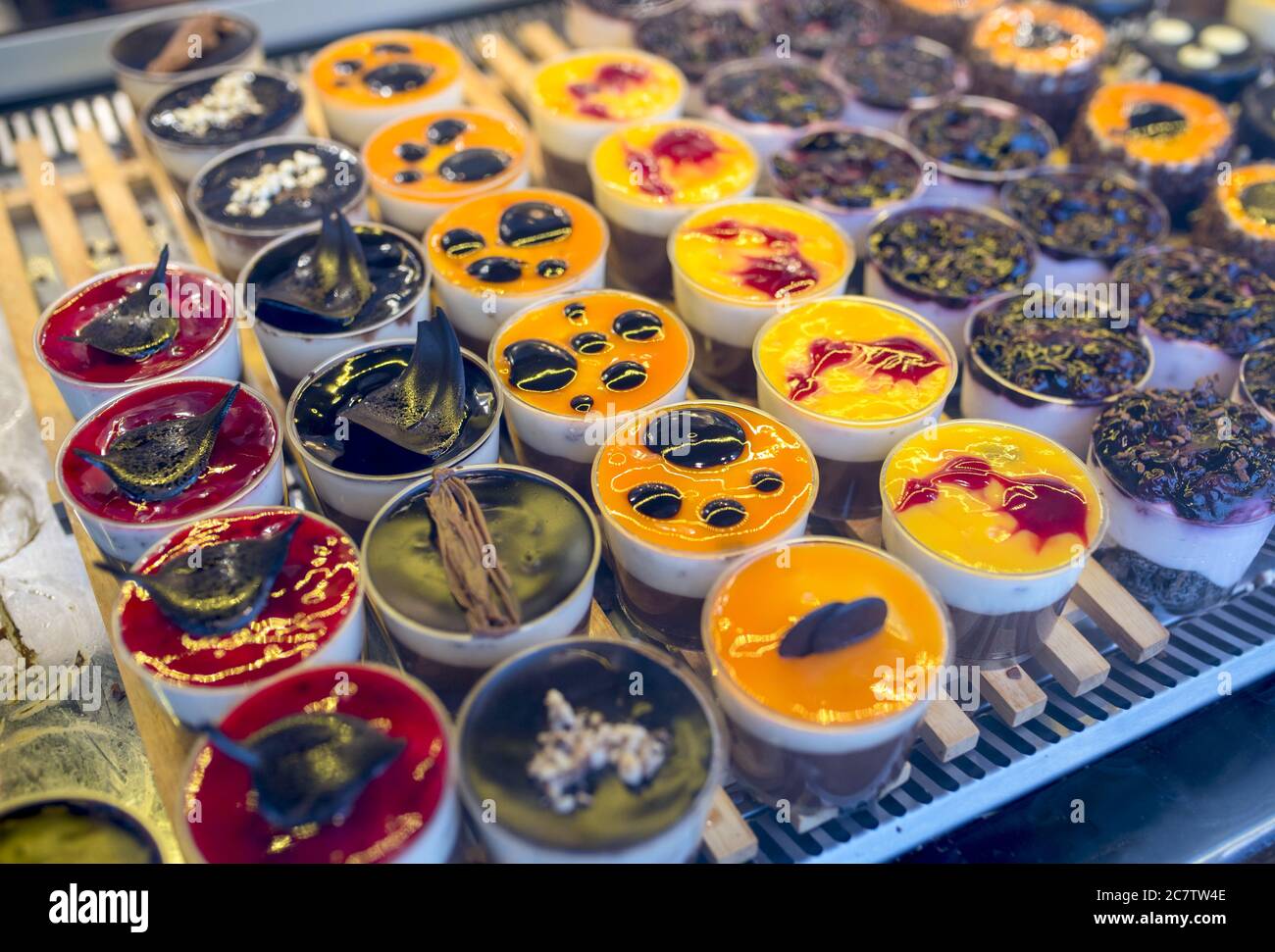 Closeup shot of rows of beautiful pastries on display Stock Photo - Alamy