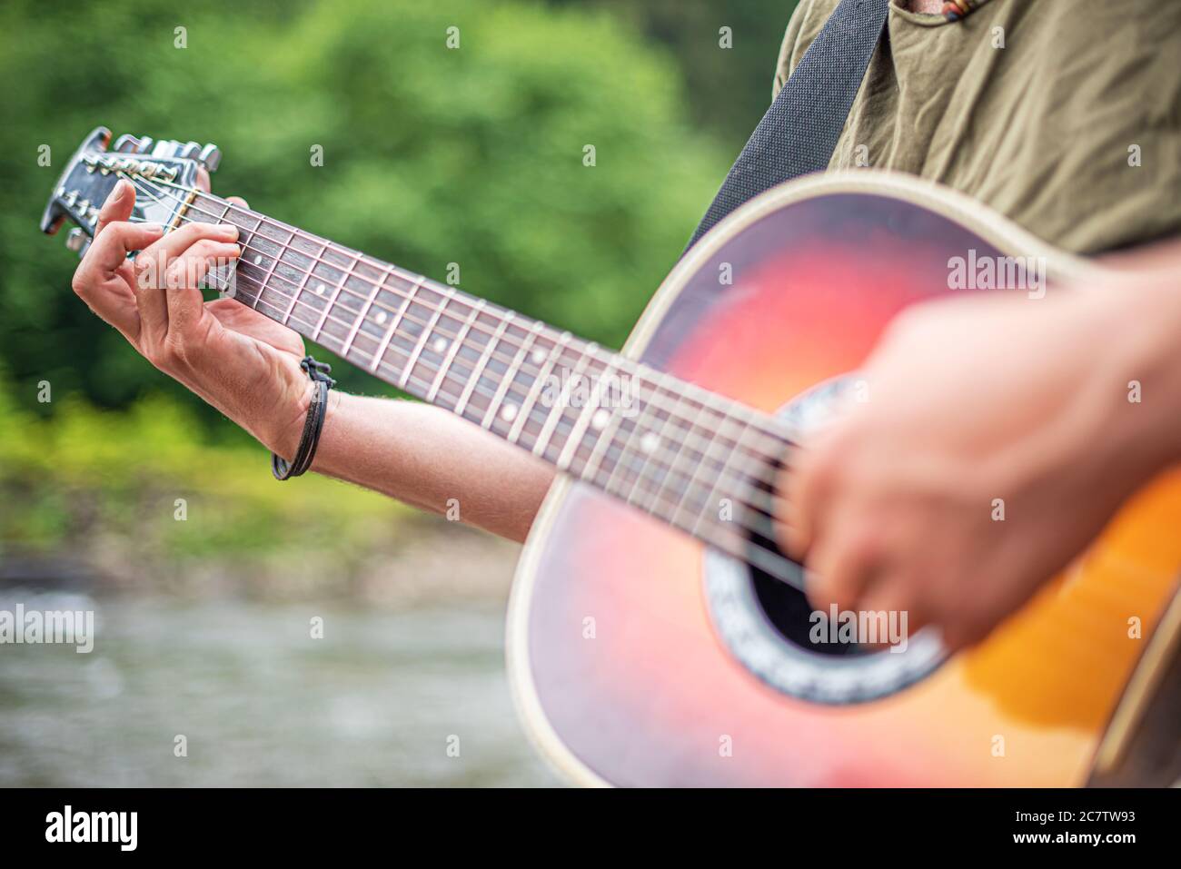 Acoustic Guitar Playing Stock Photo - Alamy