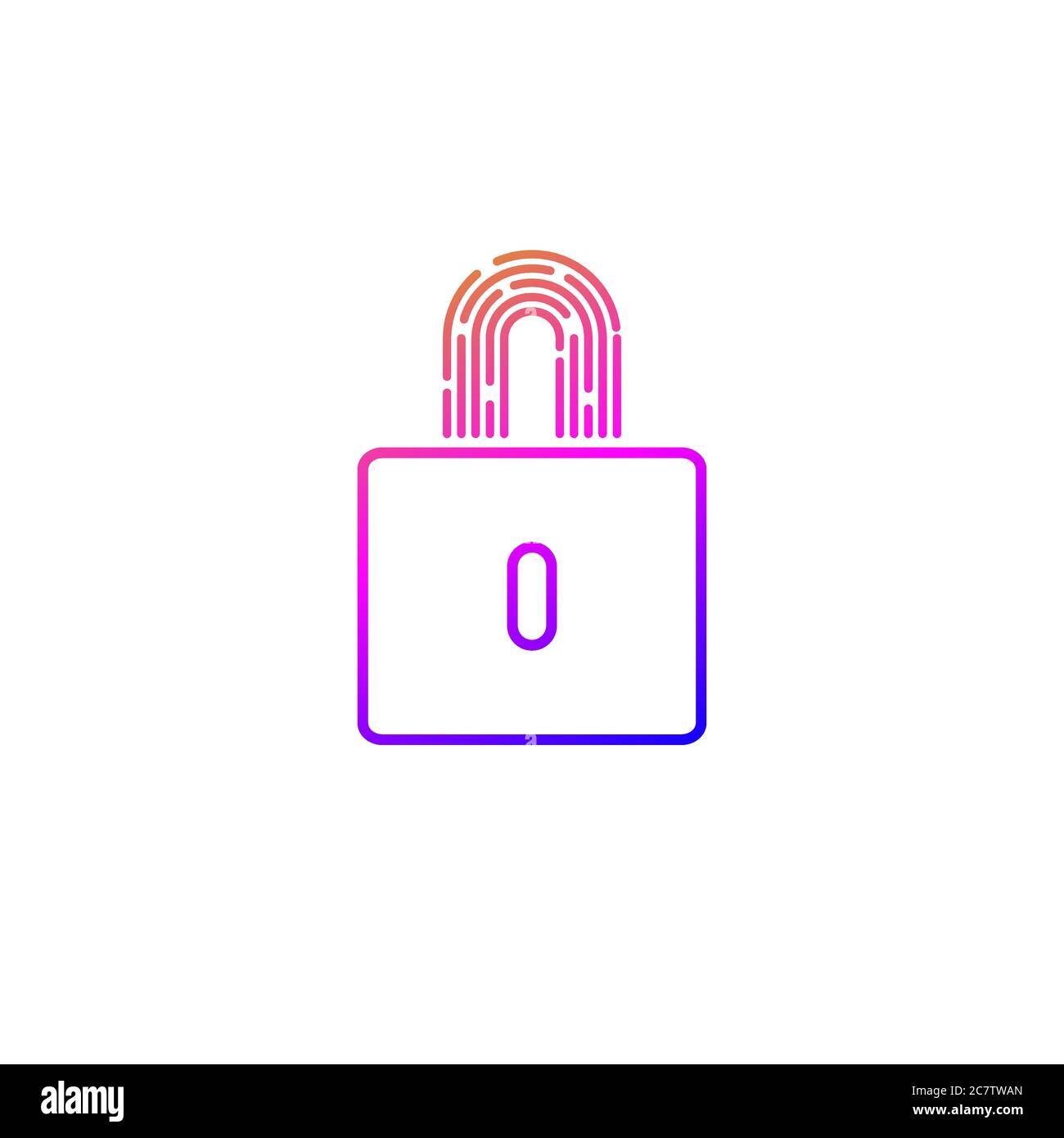 Security abstract minimal line icon with lock and fingerprint Stock ...