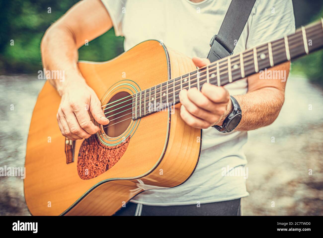 Acoustic Guitar Playing Stock Photo - Alamy